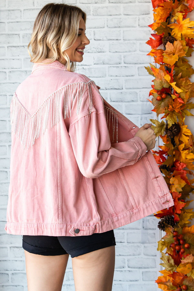 Pink Rhinestone Denim Jacket – Culture USA